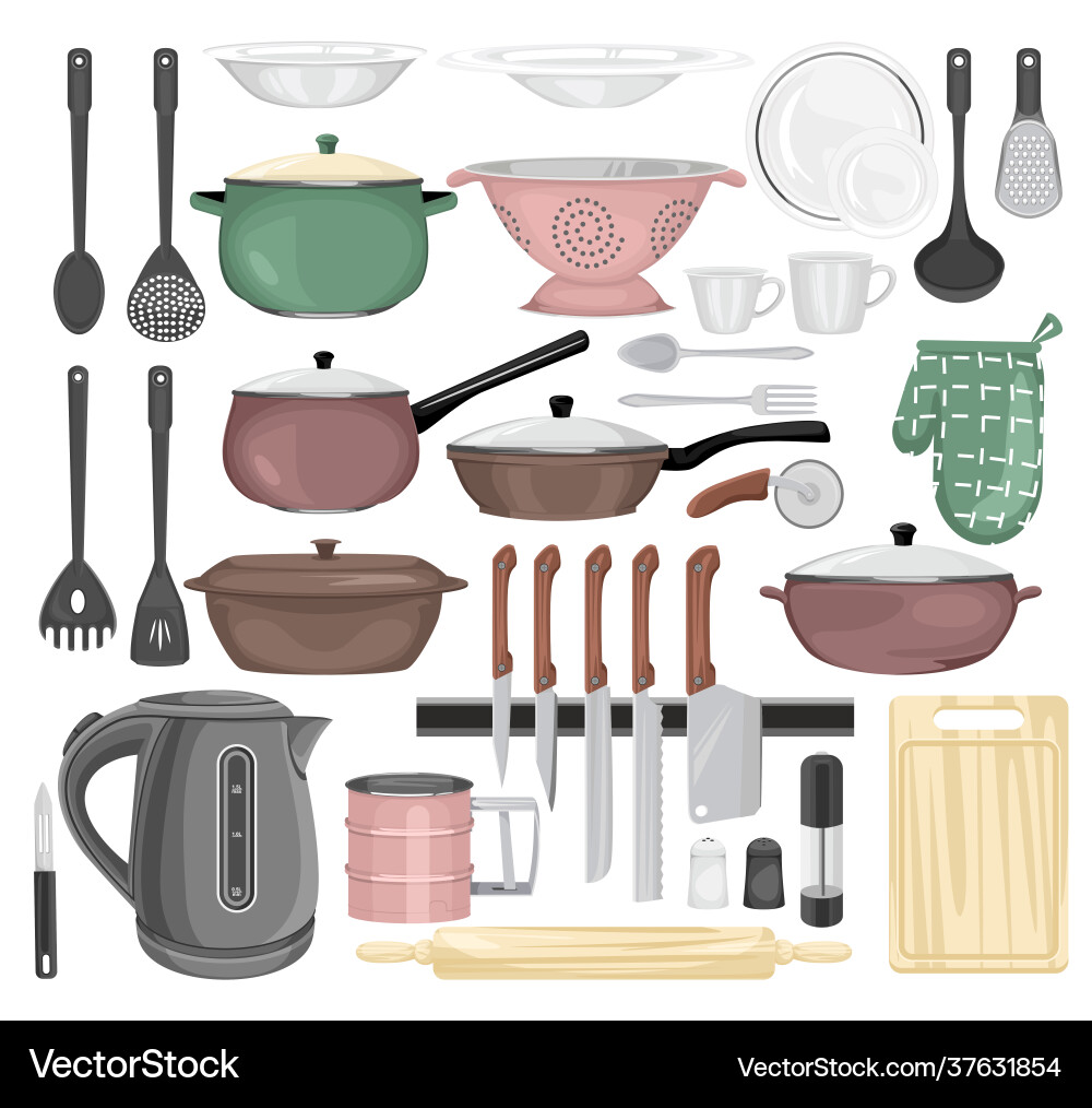Kitchen equipment icon set Royalty Free Vector Image