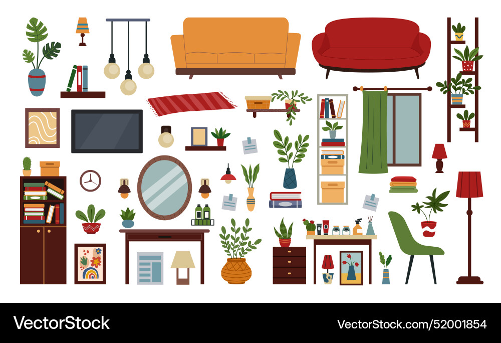Office interior desk cabinet home room Royalty Free Vector