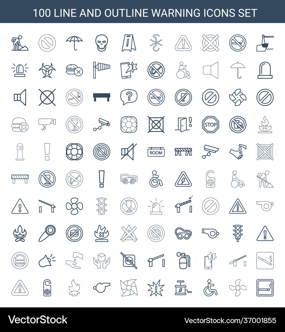 100 warning icons Royalty Free Vector Image - VectorStock