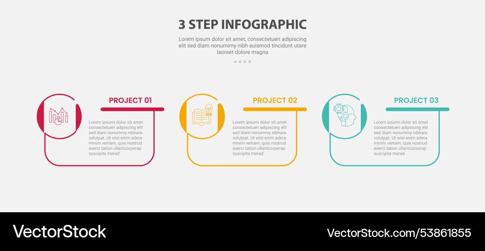 3 points template infographic outline style Vector Image