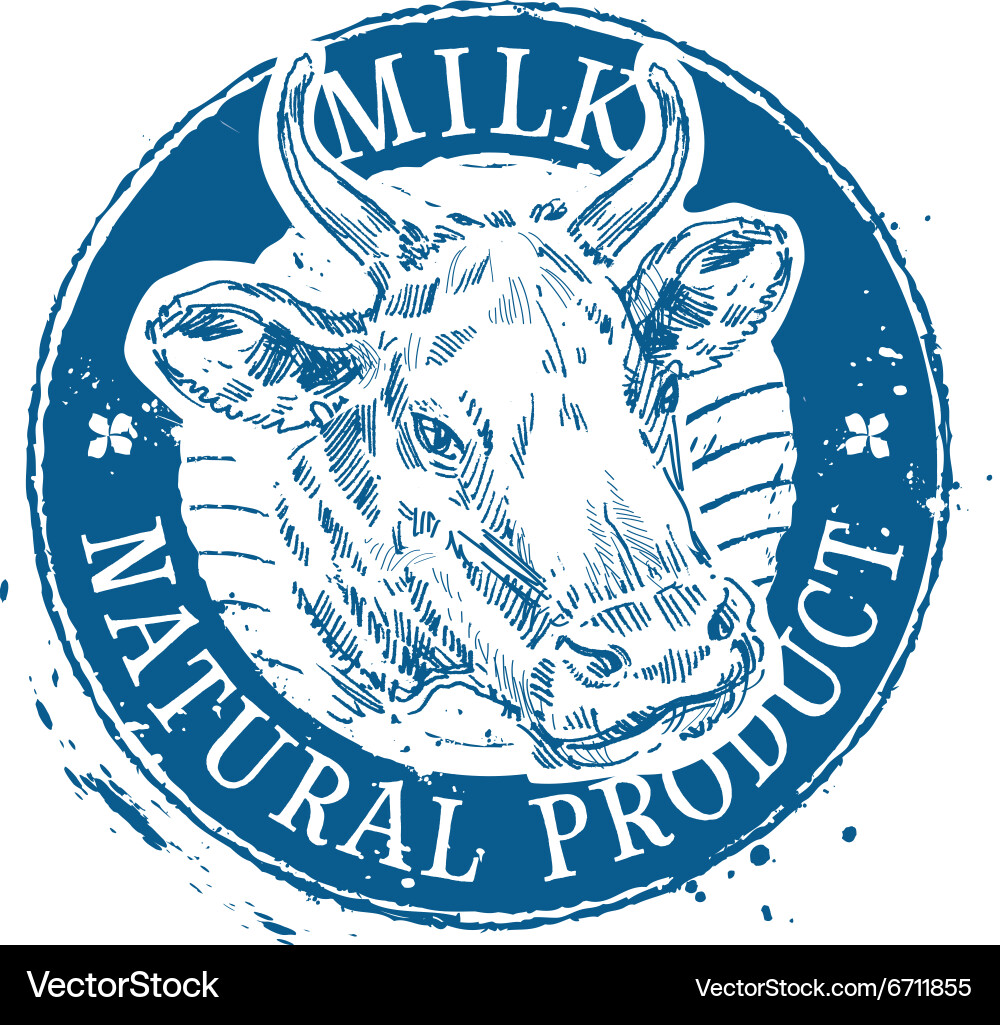 Cow Head Milk Logo Icon Royalty Free Vector Image