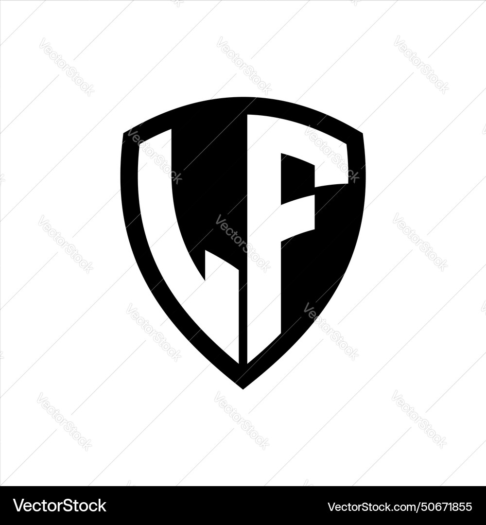 Lf monogram logo with bold letters shield shape Vector Image
