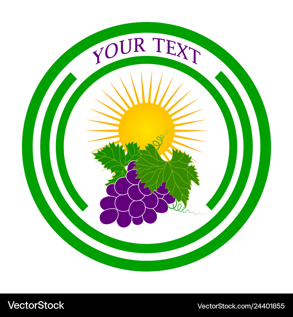Logo grapes and the sun Royalty Free Vector Image