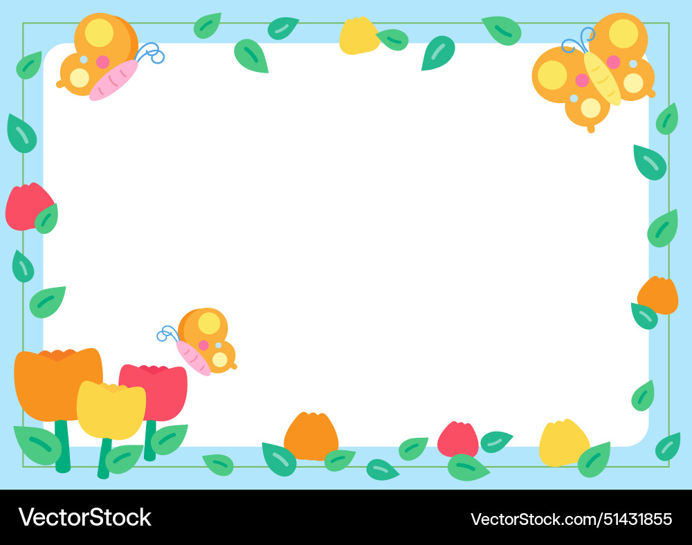 Orange tulip flower frame 2 Royalty Free Vector Image