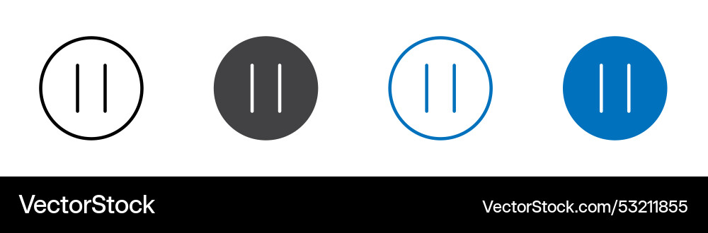 Pause icon flat editable mark set Royalty Free Vector Image