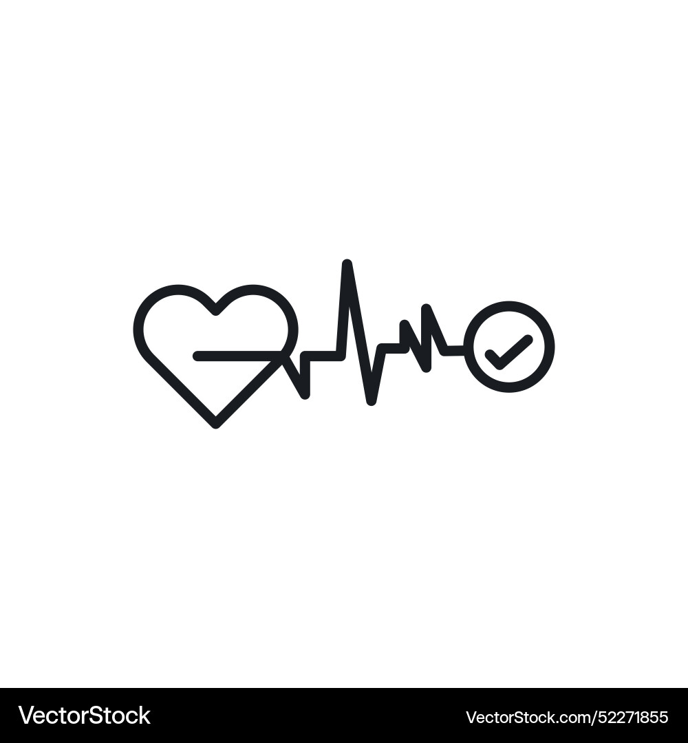 Pulse heart check up icon black line art logo Vector Image