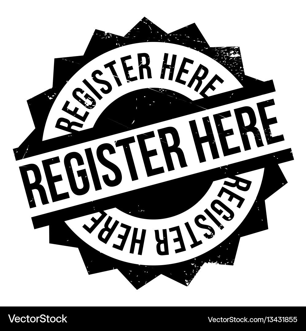 Register here rubber stamp Royalty Free Vector Image