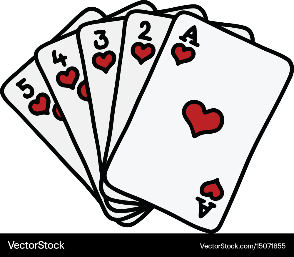 Royal Flush Poker Hand Drawing Royalty Free Vector Image