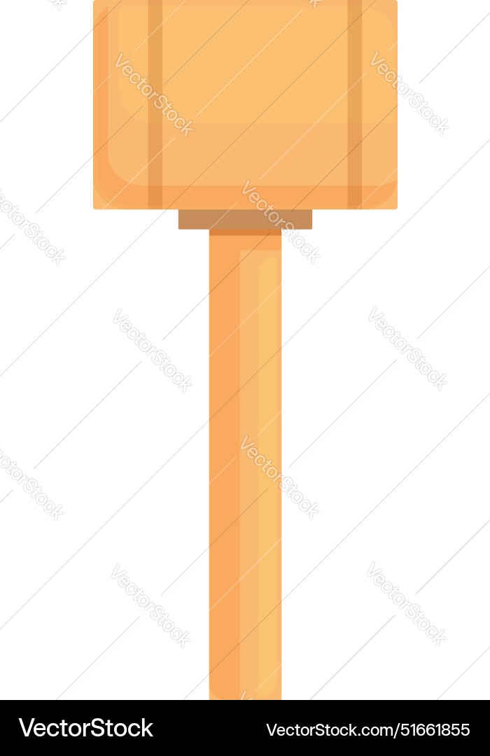 Wooden hammer standing upright on white background