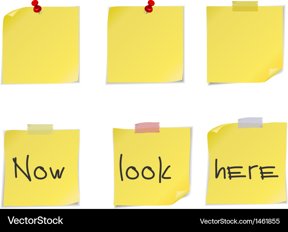 Yellow post it notes isolated on white background Vector Image