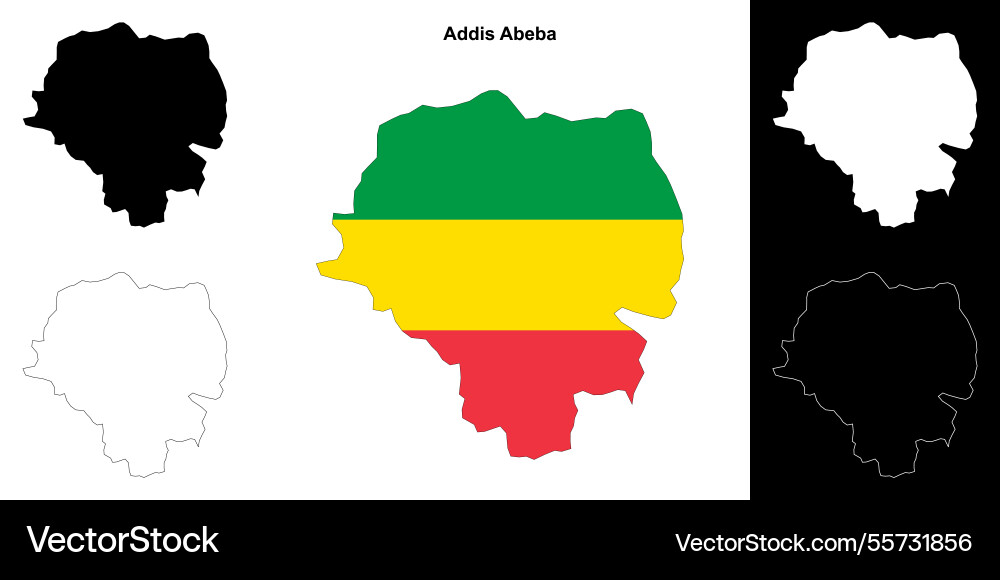 Addis abeba outline map Royalty Free Vector Image
