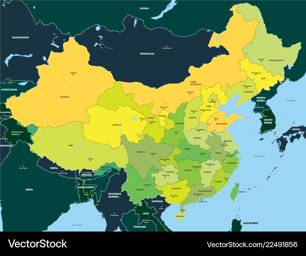 Color map of china Royalty Free Vector Image - VectorStock