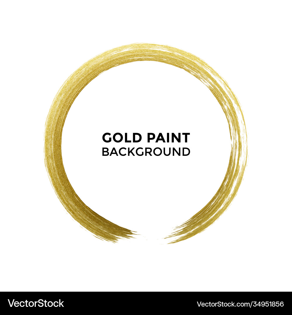 Gold circle glitter texture paint brush on white Vector Image