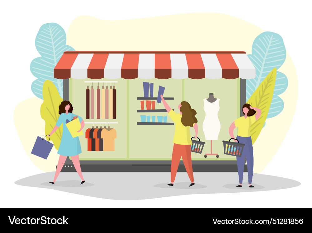 Laptop with e-commerce application and shopping Vector Image