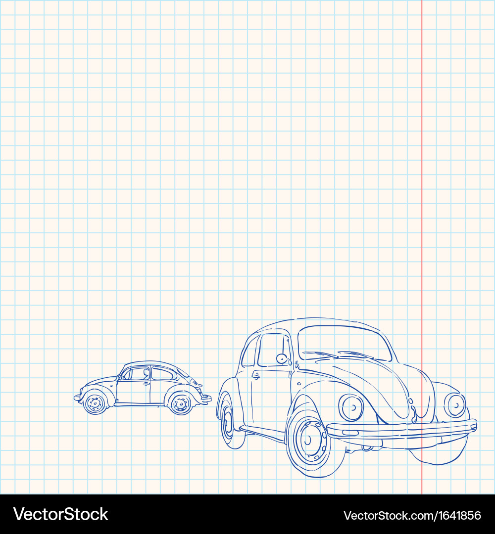 Retro car drawing Royalty Free Vector Image - VectorStock