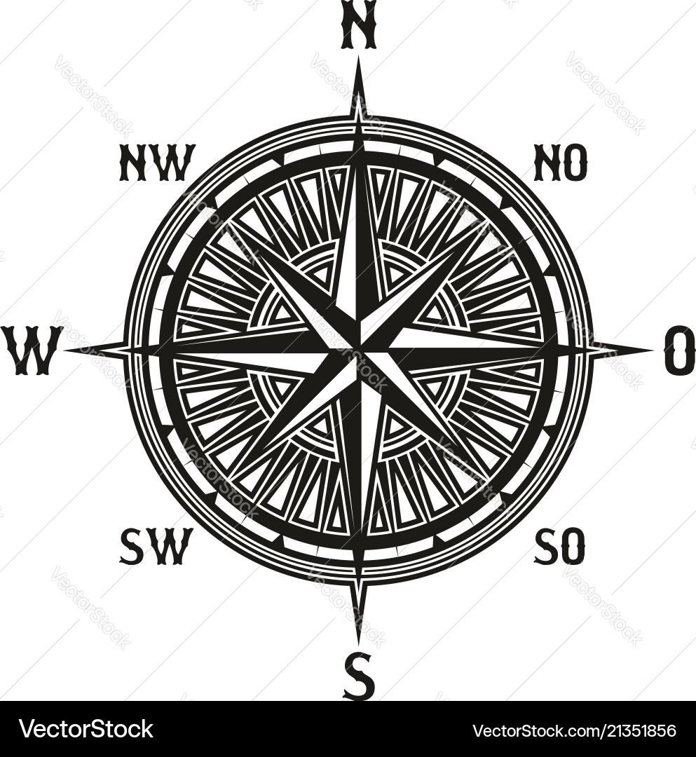 Vintage navigation compass icon isolated Vector Image