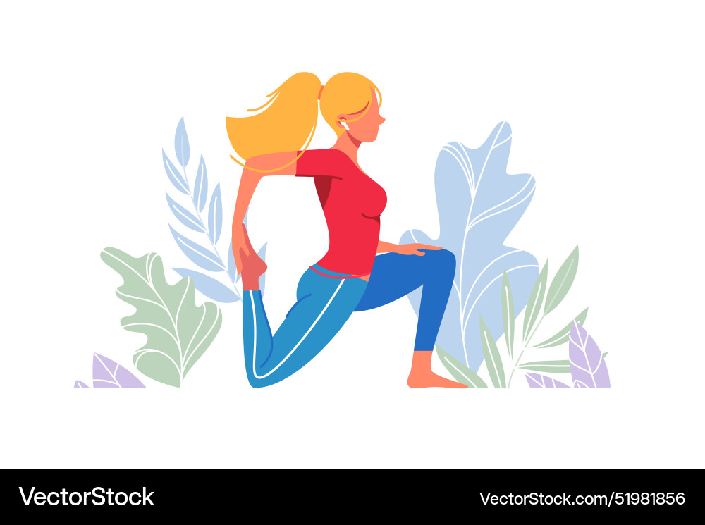 Young woman in training stretching Royalty Free Vector Image