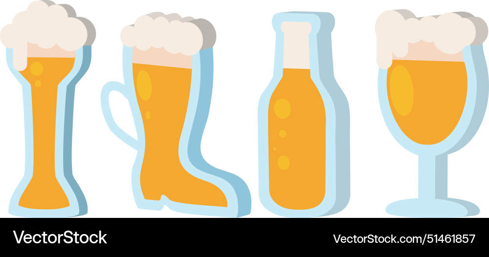 3d beer glass icons set Royalty Free Vector Image