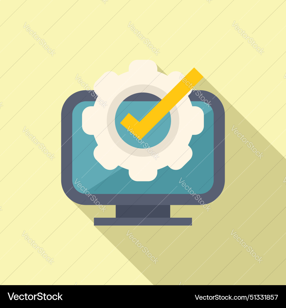 Certified quality control icon on computer monitor