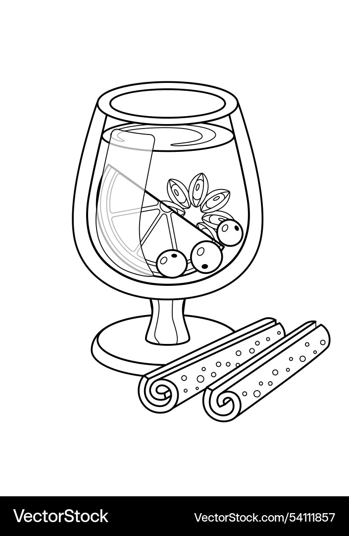Christmas drink mulled wine coloring book page Vector Image