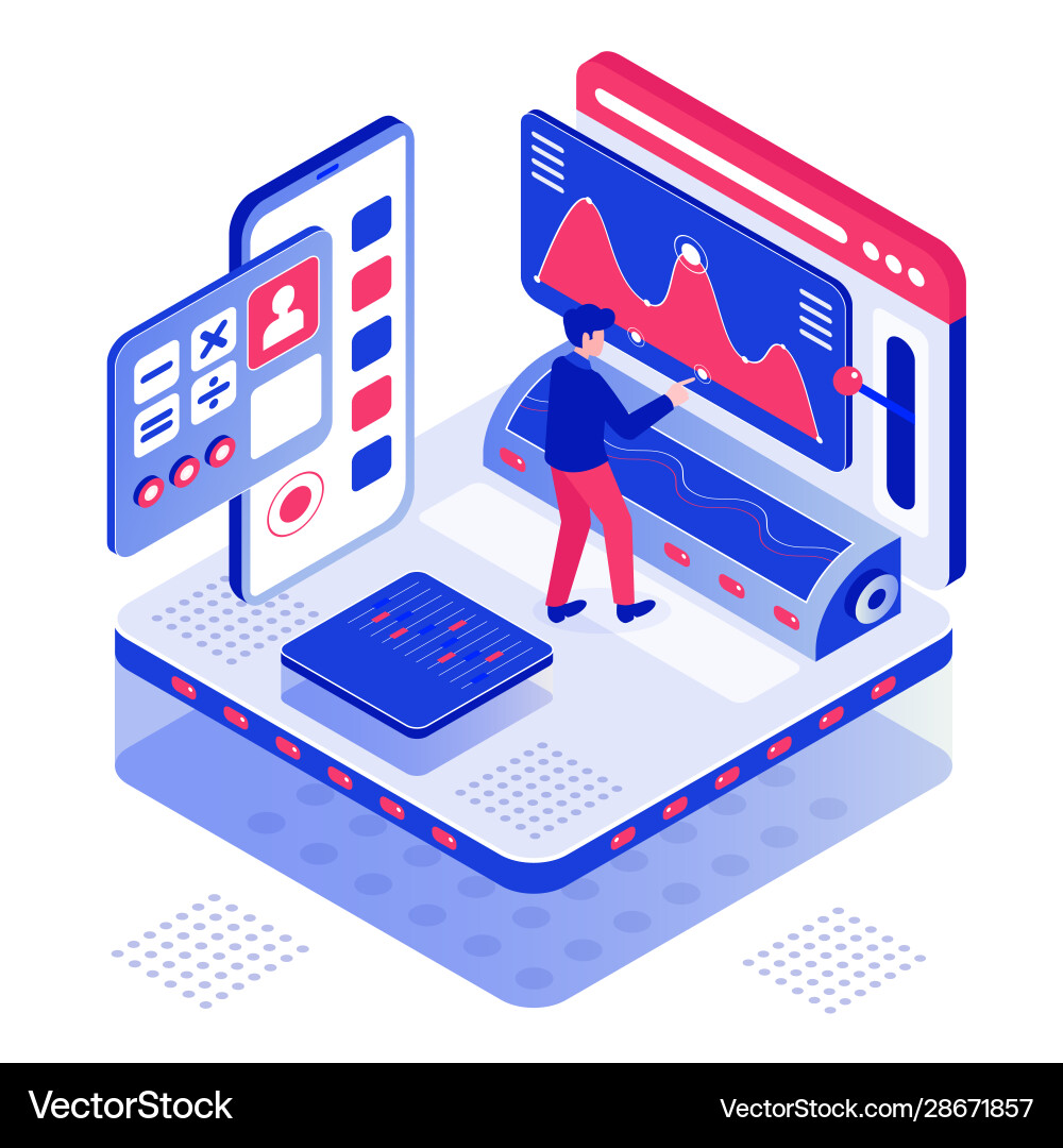 Dashboard Management Isometric Royalty Free Vector Image