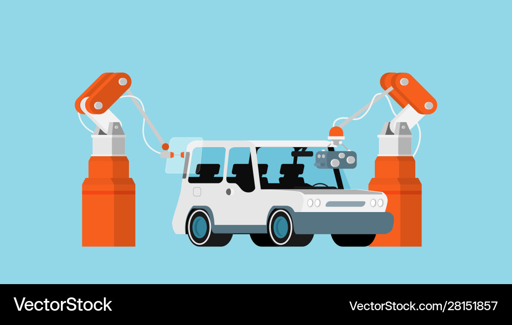 Factory conveyor car assembly intelligent Vector Image