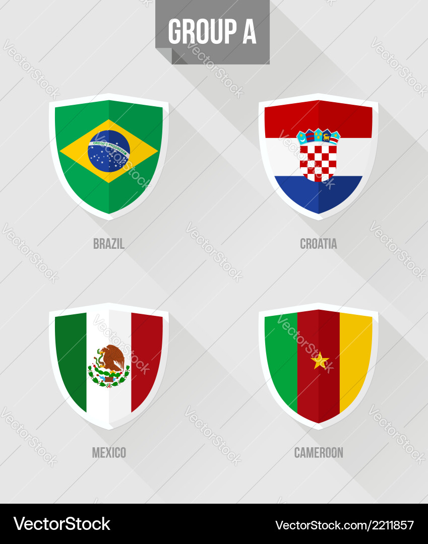 Group A Soccer Flags 2014 Royalty Free Vector Image