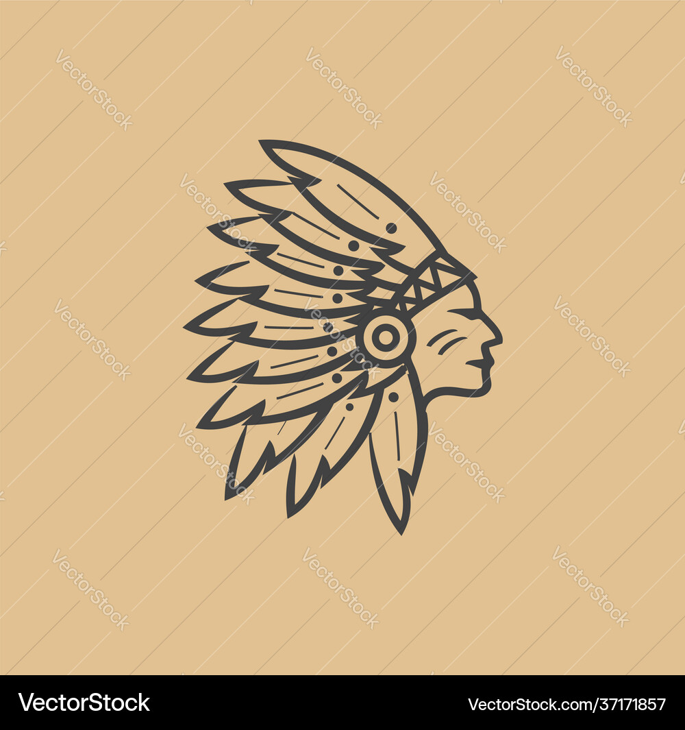 Indian Chief Head Logo Premium Vector | Native American Indian Chief