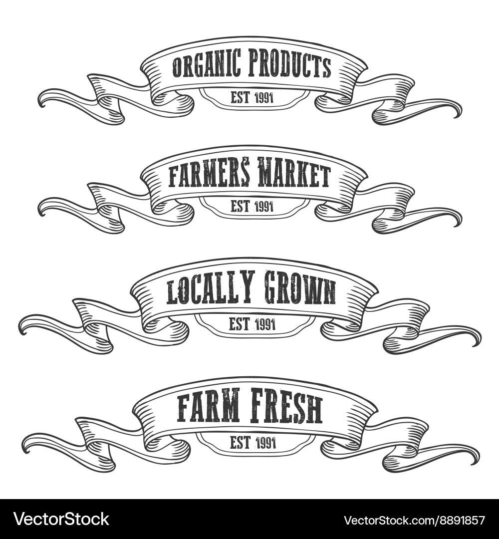 Rustic Farm Emblem - Vintage Ribbon Royalty Free Vector