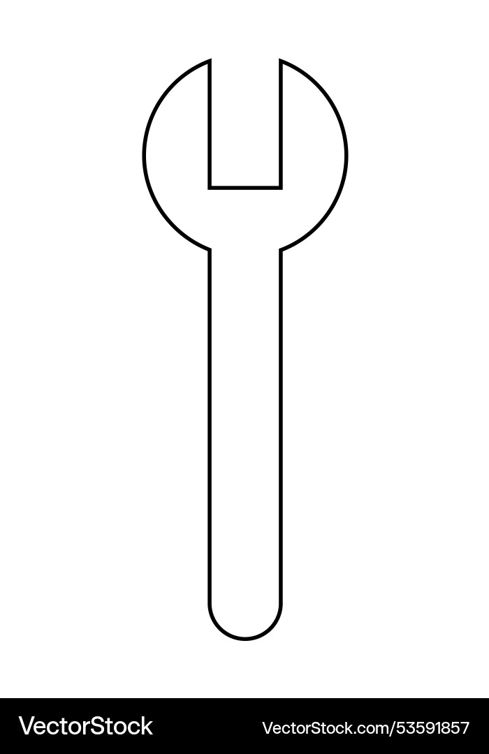 Simple line drawing of a wrench tool Royalty Free Vector