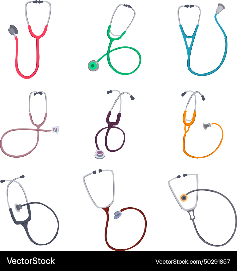 Stethoscope set cartoon Royalty Free Vector Image