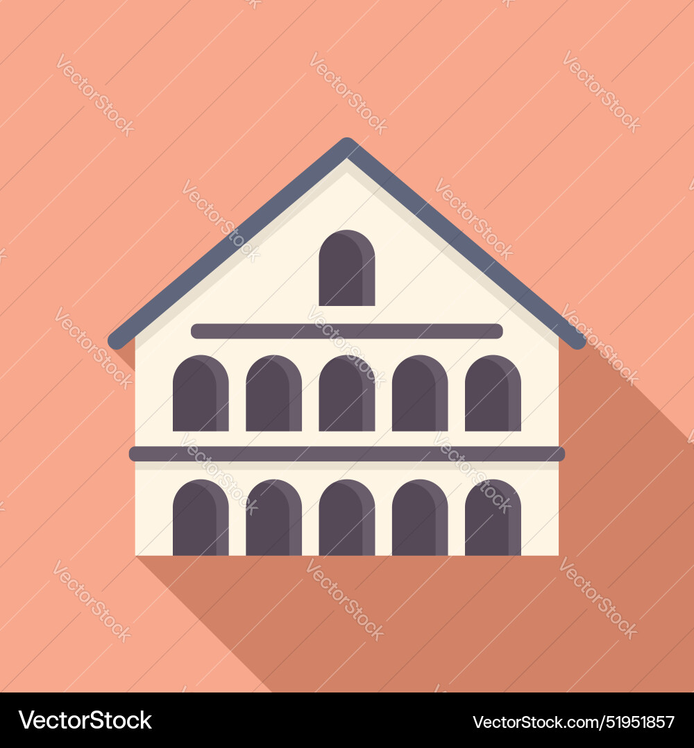 White building with arches facade Royalty Free Vector Image