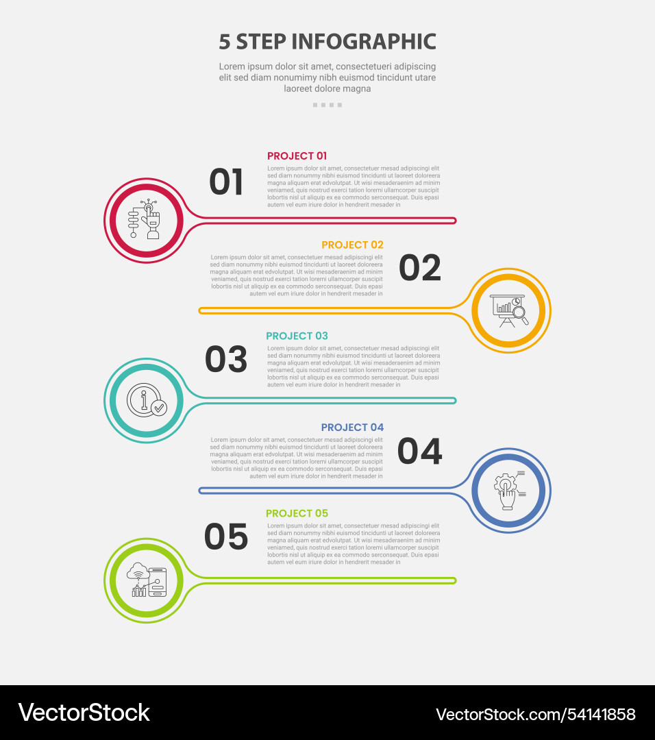 5 points template infographic outline style Vector Image