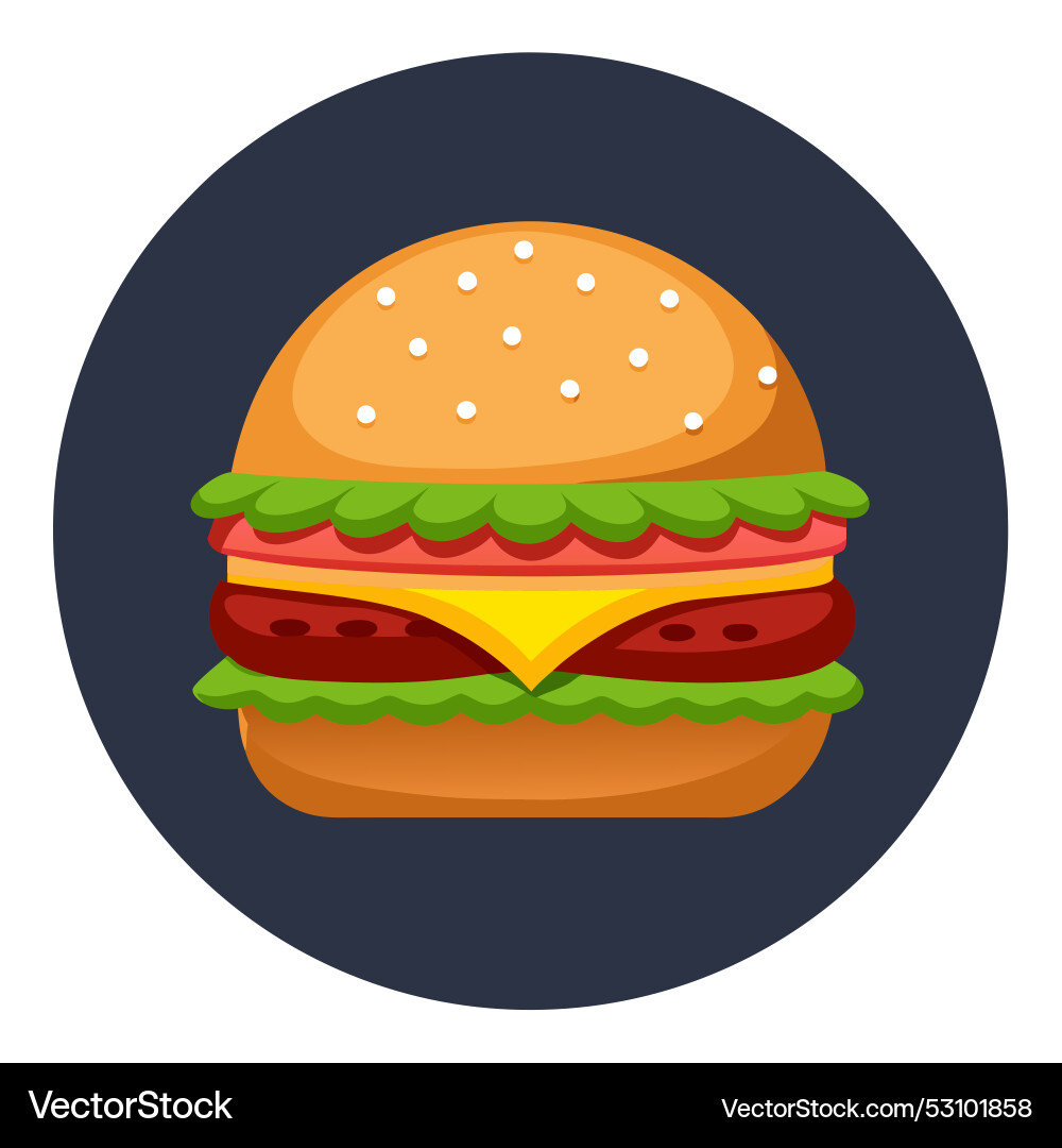 A simple cheeseburger with beef lettuce tomato Vector Image