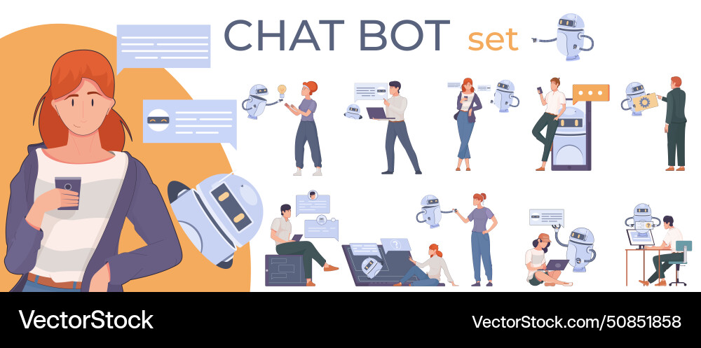 Chat bot icon set Royalty Free Vector Image - VectorStock
