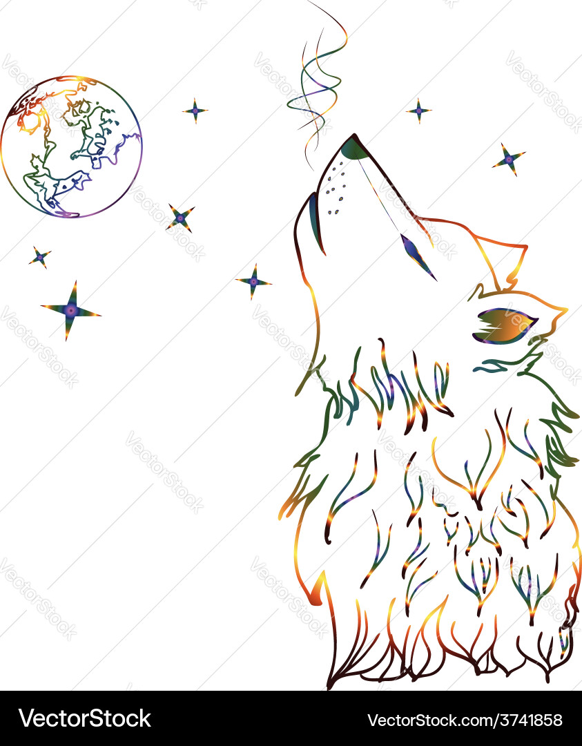 Colorful howling wolf Royalty Free Vector Image