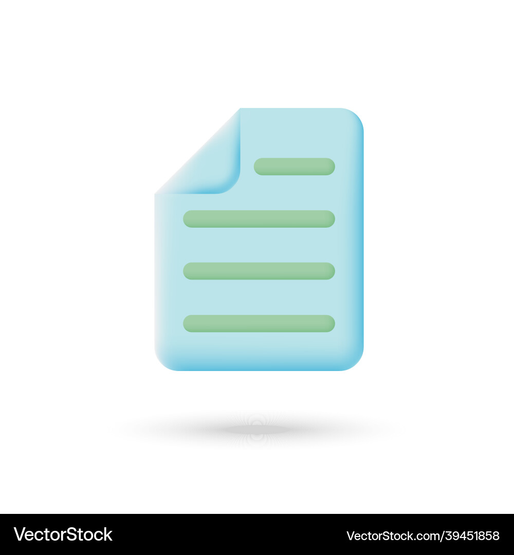 Document icon 3d on white Royalty Free Vector Image