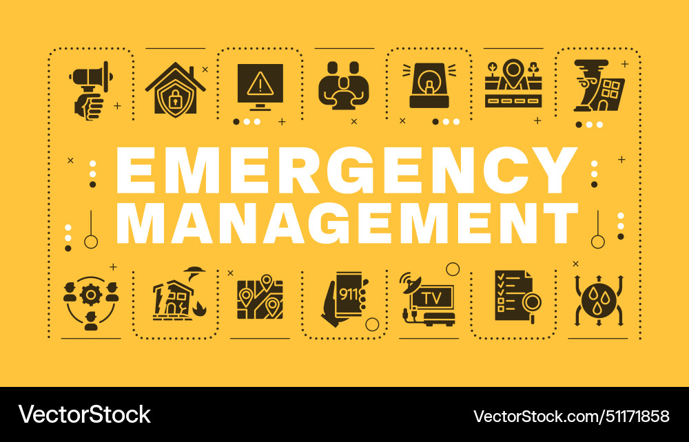 Emergency management yellow word concept Vector Image