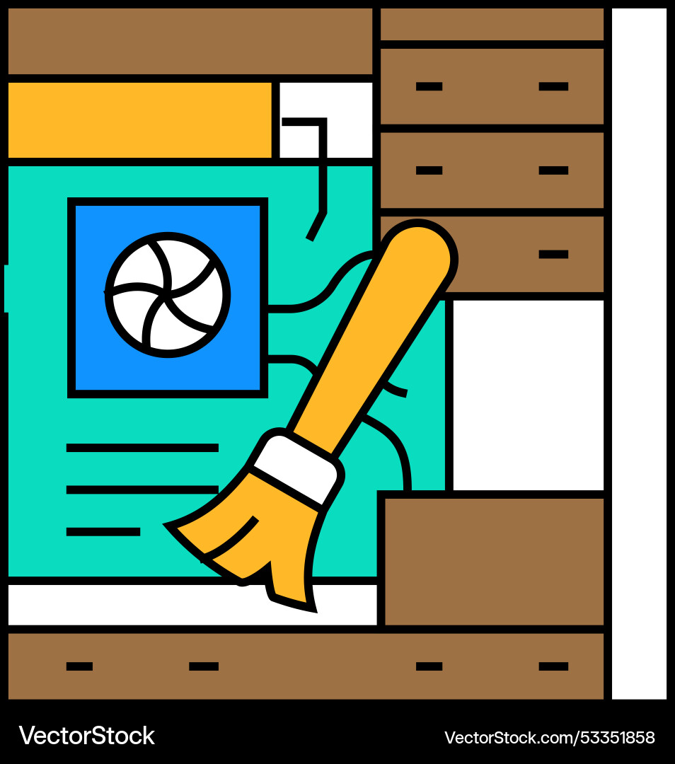 Pc cleaning repair computer icon color Royalty Free Vector