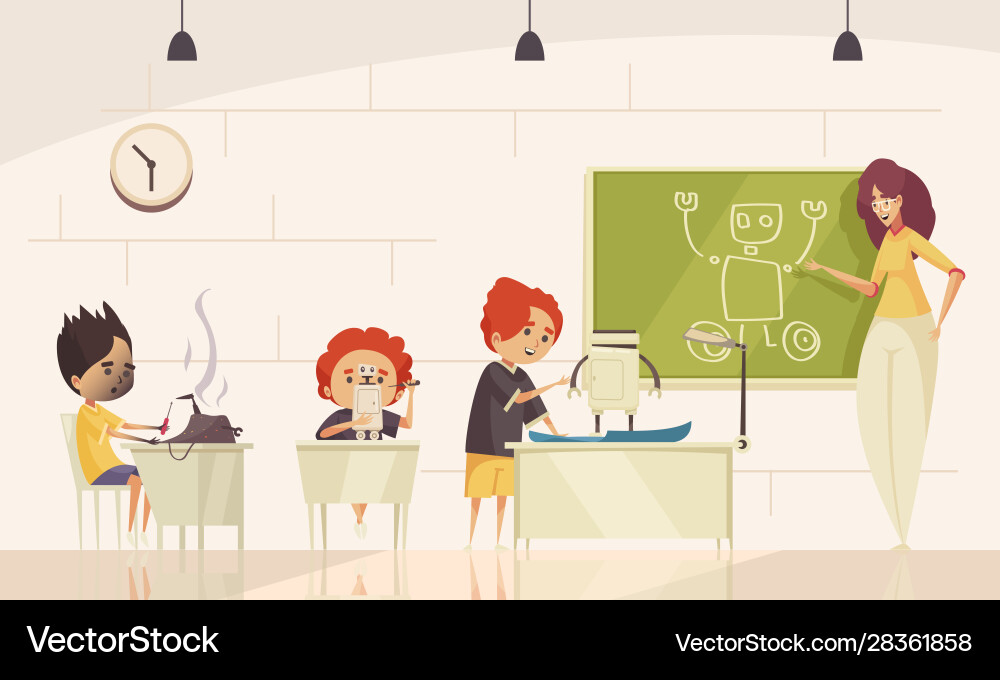 Robotics kids class Royalty Free Vector Image - VectorStock