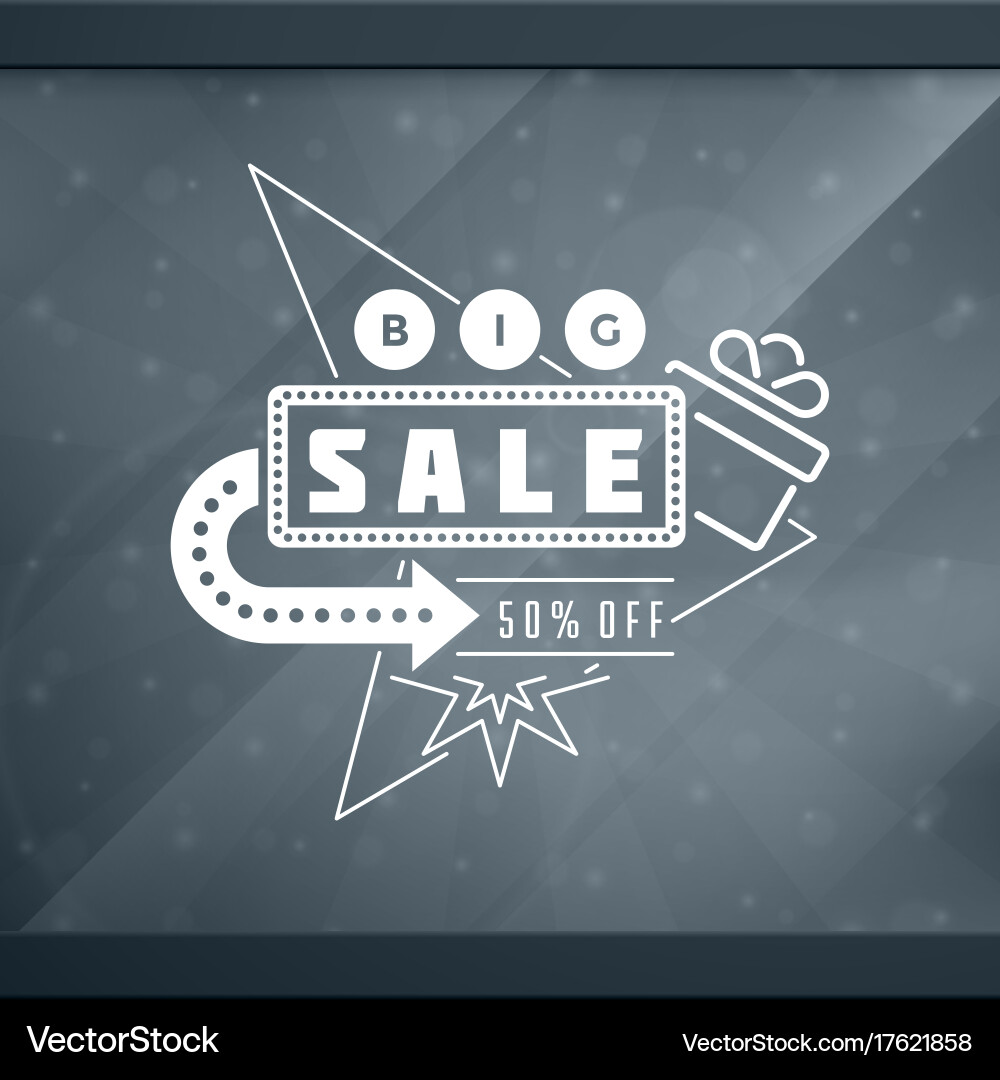 Sale sticker label design on window background Vector Image