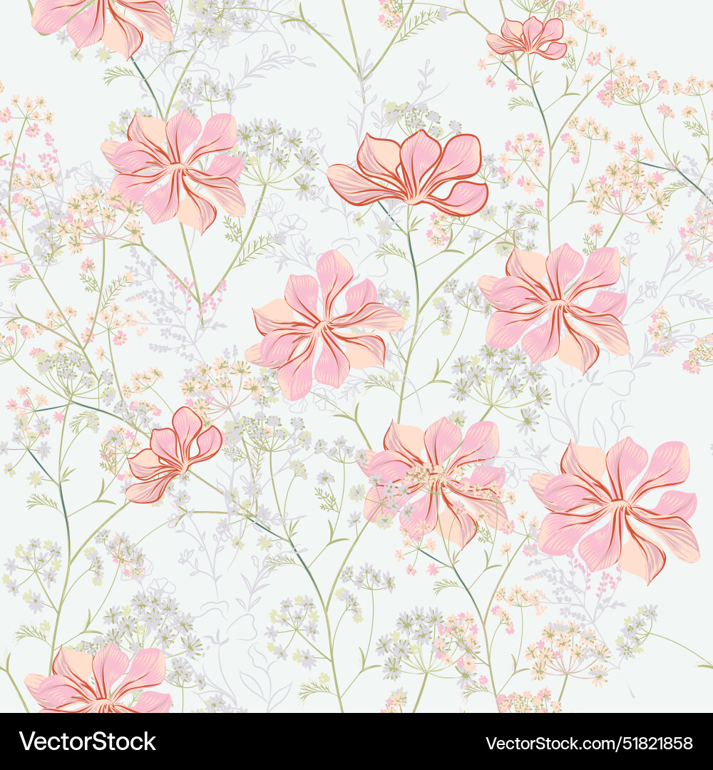 Soft Pink Floral Pattern Royalty Free Vector Image