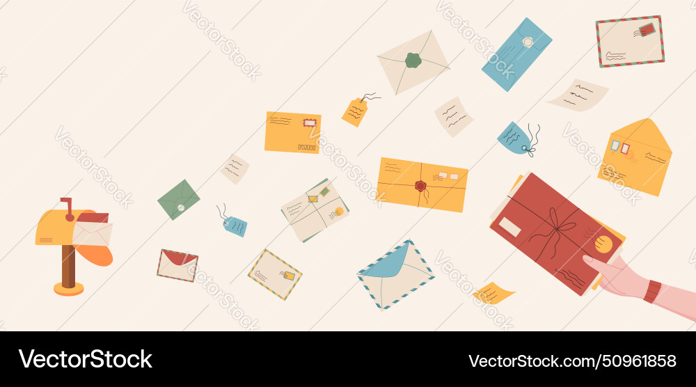 Trendy style craft envelope design concept drawing