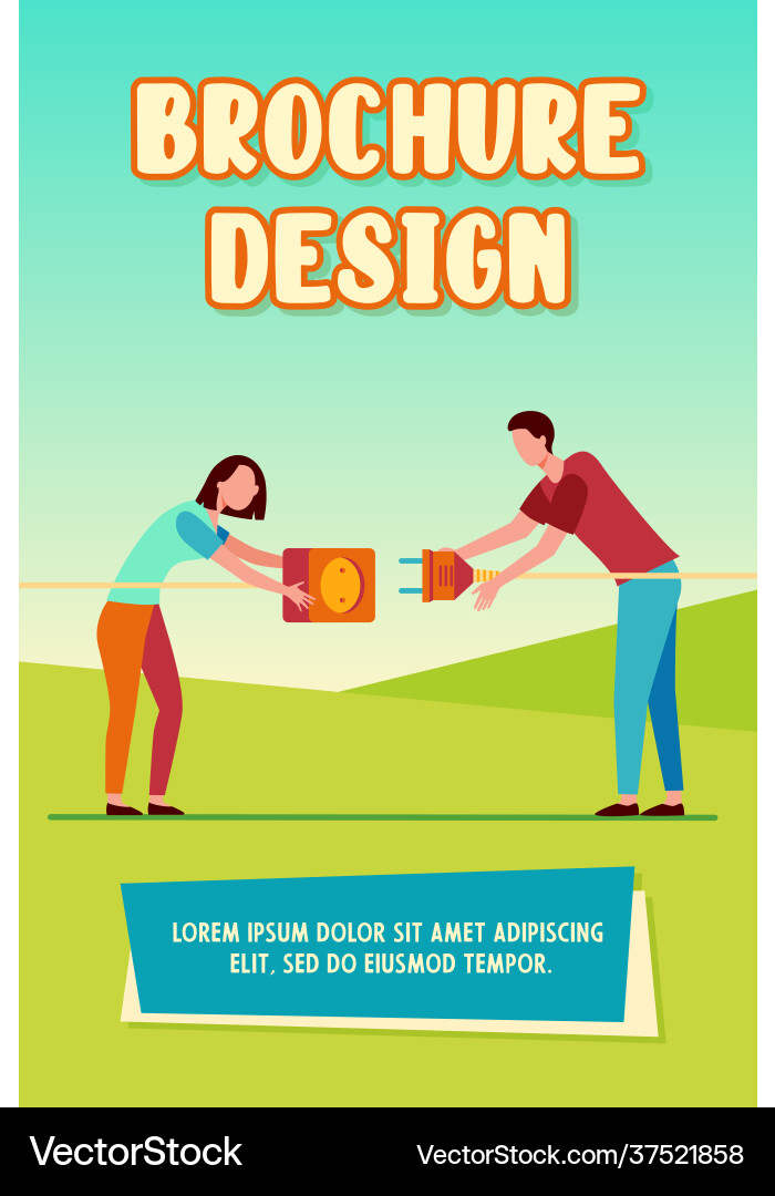 Two people connecting plug and socket Royalty Free Vector