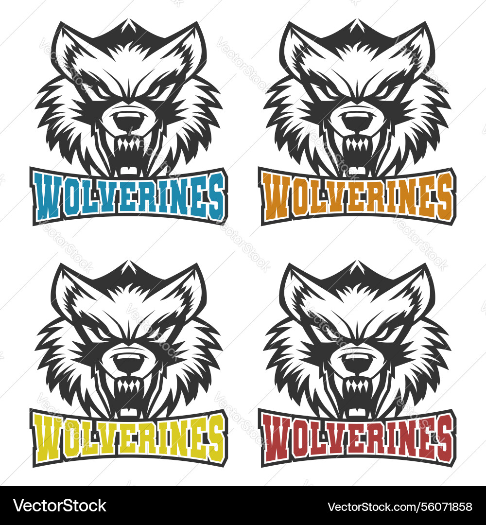 Wolverines clip art design mascot Royalty Free Vector Image