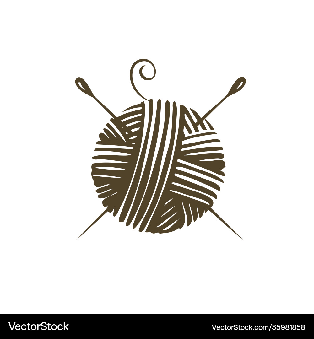 Yarn ball and needles knitting symbol Royalty Free Vector