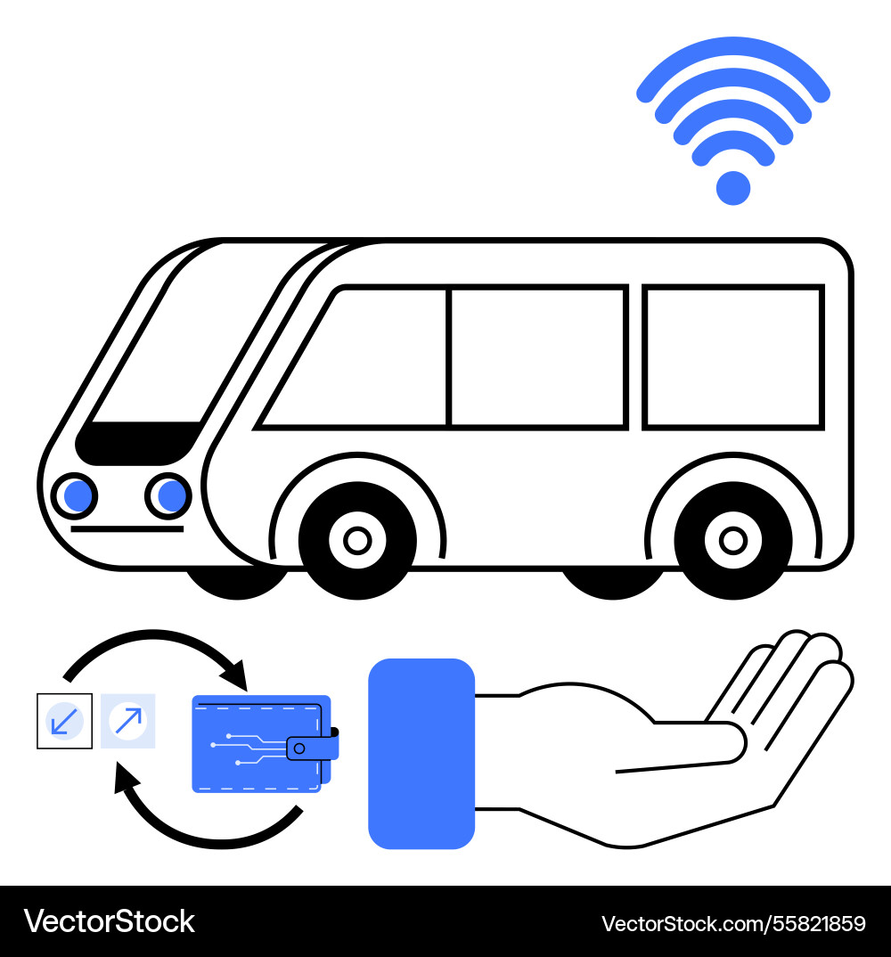 Contactless bus payment with wearable technology Vector Image