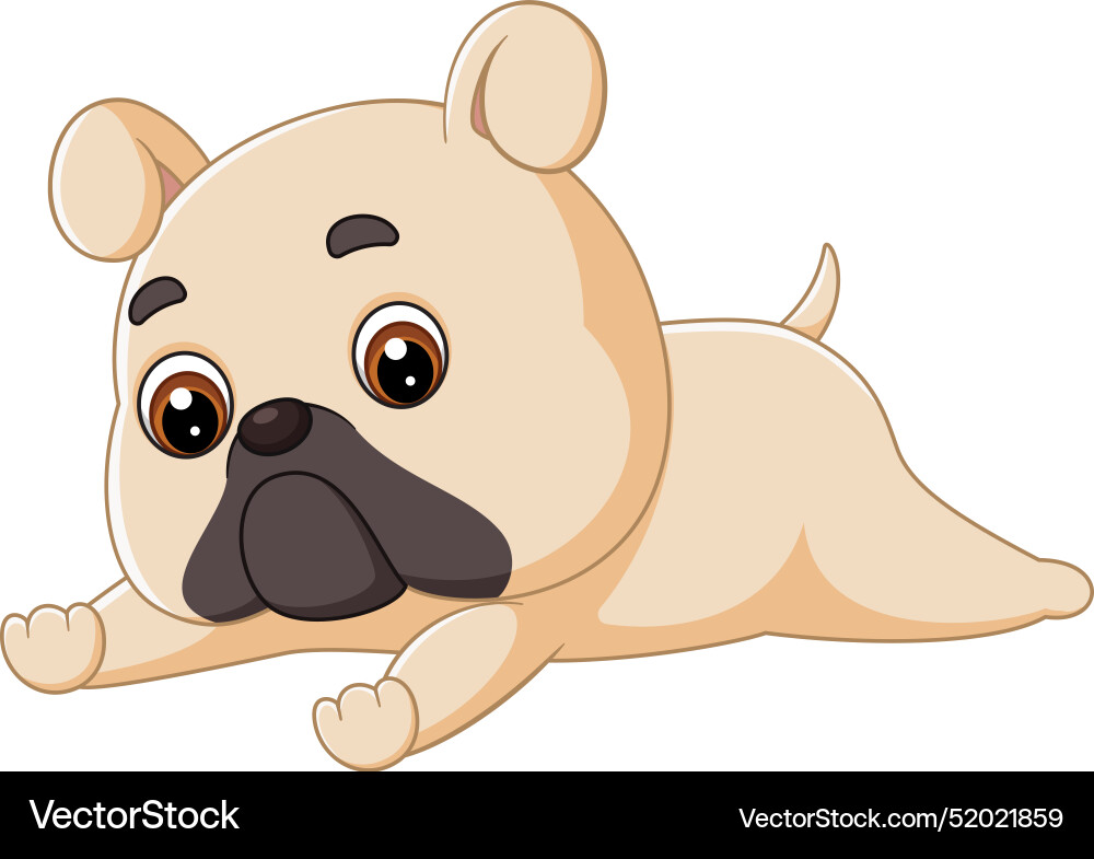 Cute baby dog rolls over playfully tail wagging Vector Image