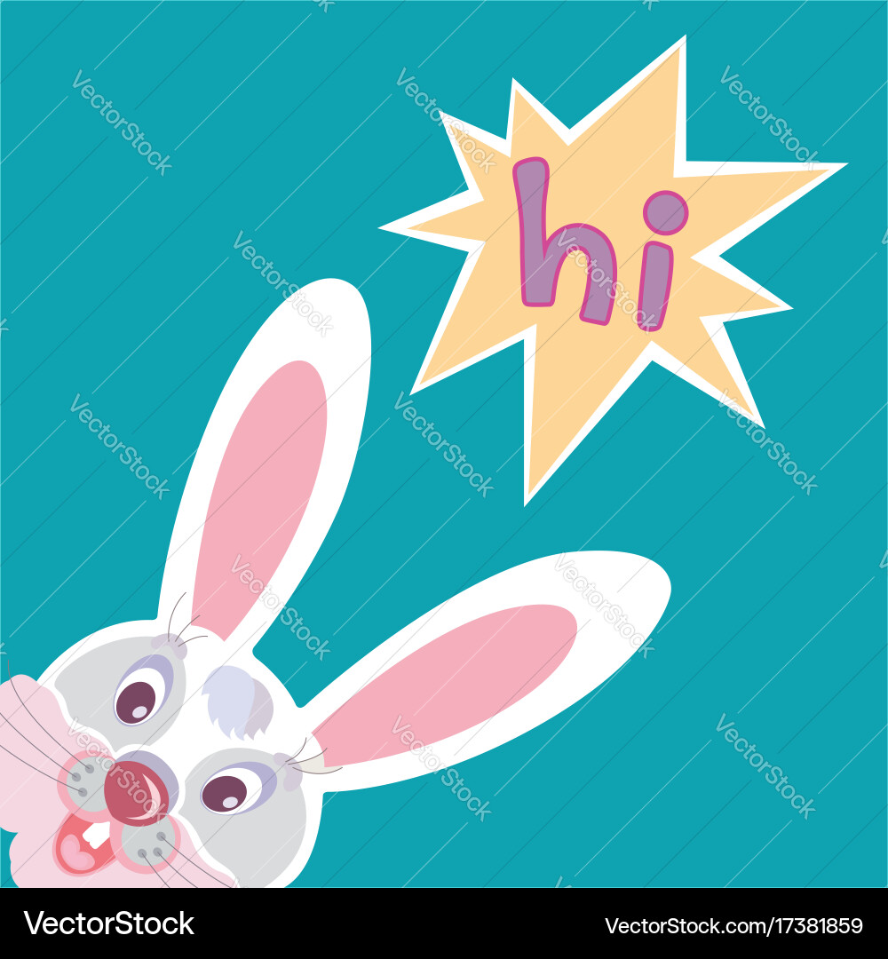 Funny smiling bunny greeting card Royalty Free Vector Image