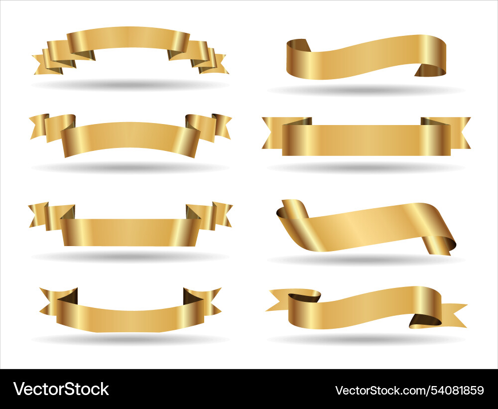 Golden banner ribbon collection 036 Royalty Free Vector